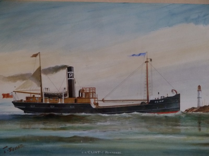 Watt's Antiques :: WATER COLOUR - STEAM CARGO SHIP
