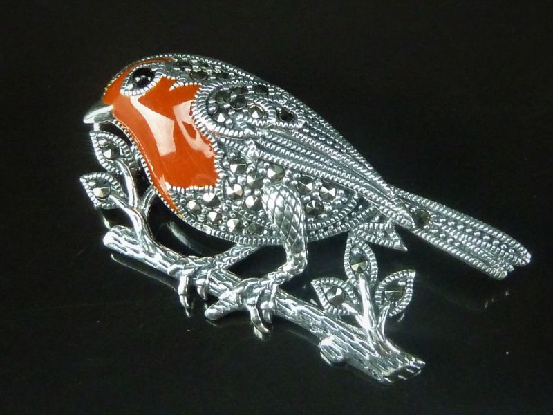 Watt's Antiques :: SILVER ROBIN PENDANT BROOCH